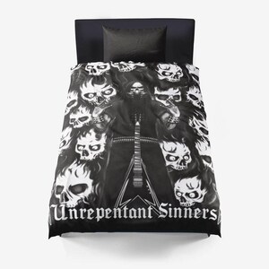 Heavy Metal Room Decor- 3 Piece Bed Set-death Metal Skull Guitar Bed ...