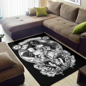 Skull Satanic Virgin Inverted Pentagram Goat Area Rug-demon Skull ...