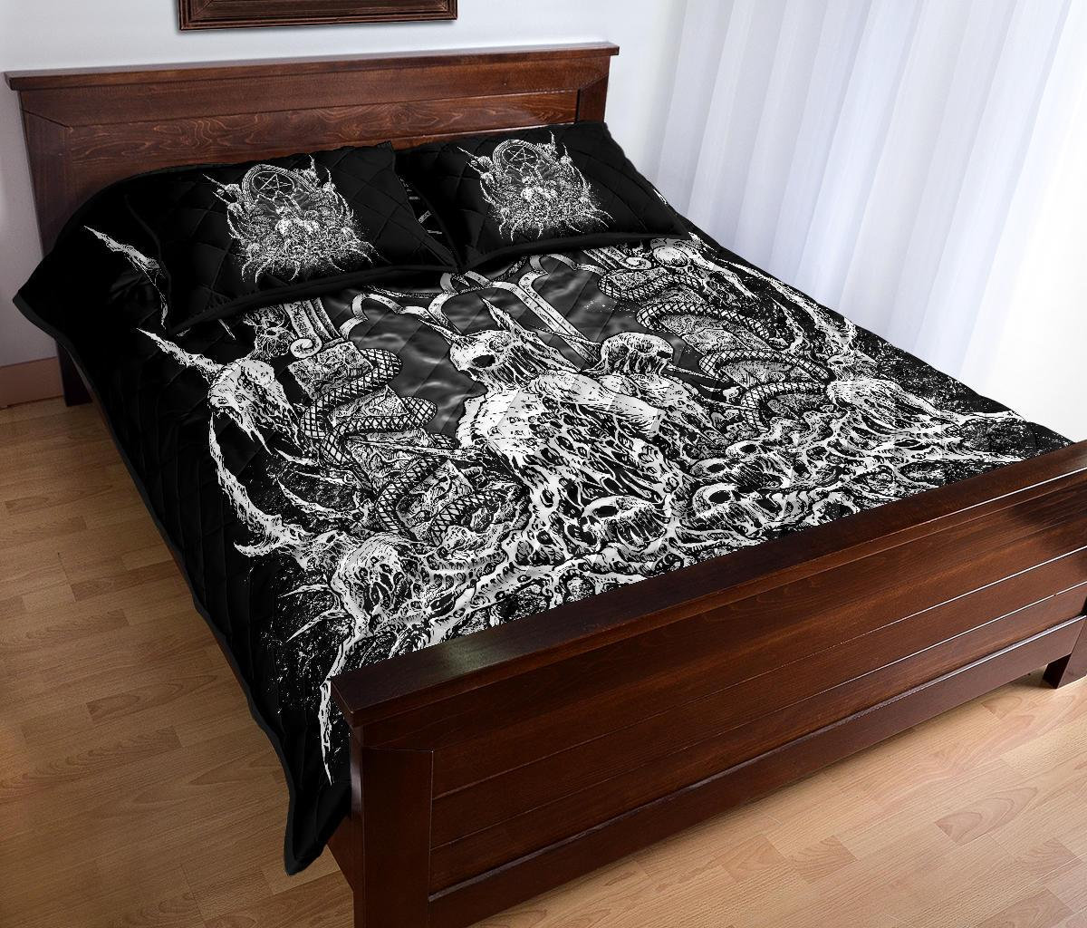 Skull Skeleton Satanic Pentagram Shrine Quilt 3 Piece Bed Set - Etsy