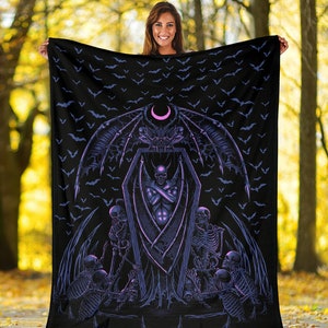 Skull Skeleton Chain Wicked Bat Shroud Blanket Awesome Night Blue Pink ...
