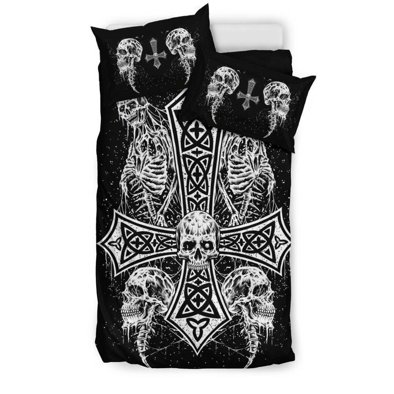 Inverted Skull Skeleton Cross 3 Piece Duvet Set Version 1 - Etsy