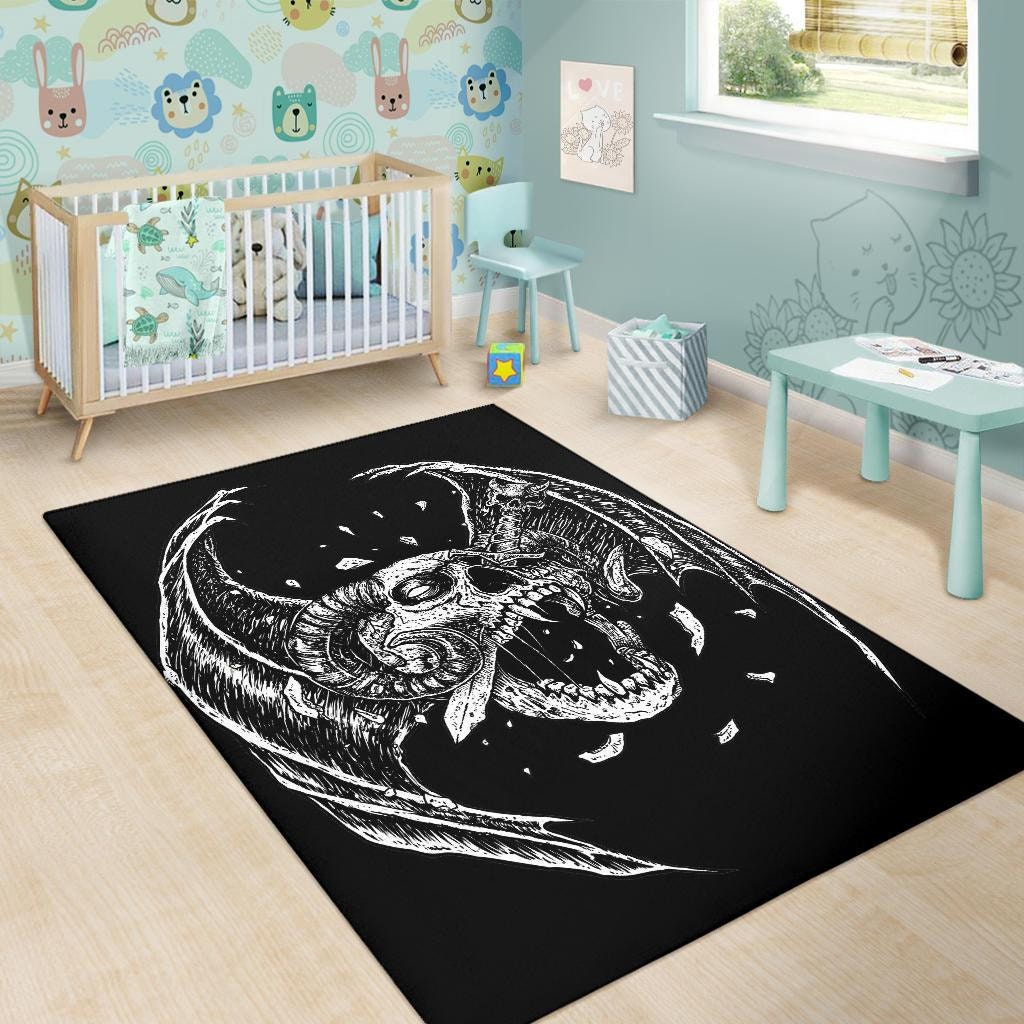 Skull Exploding Demon Dagger Area Rug Long Wing Rug - Etsy