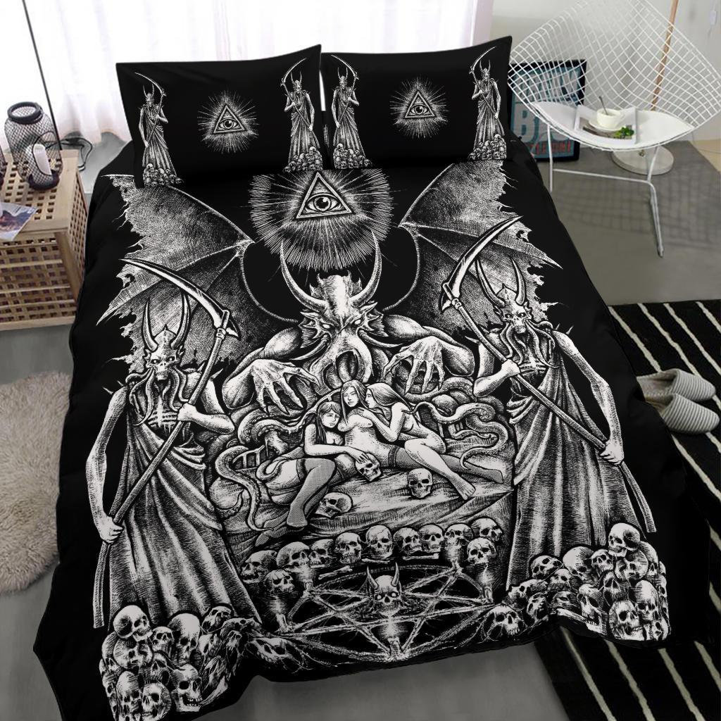 Bedding Duvet Covers Home & Living Skull Gothic Occult Black Cat Unique ...