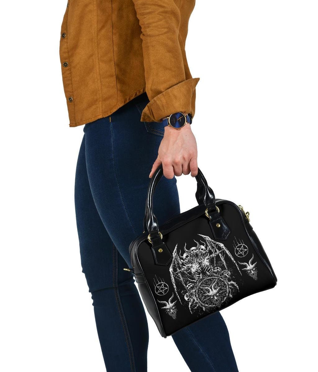 Skull Satanic Demon Goat Satanic Pentagram Serpent Handbag Purse ...