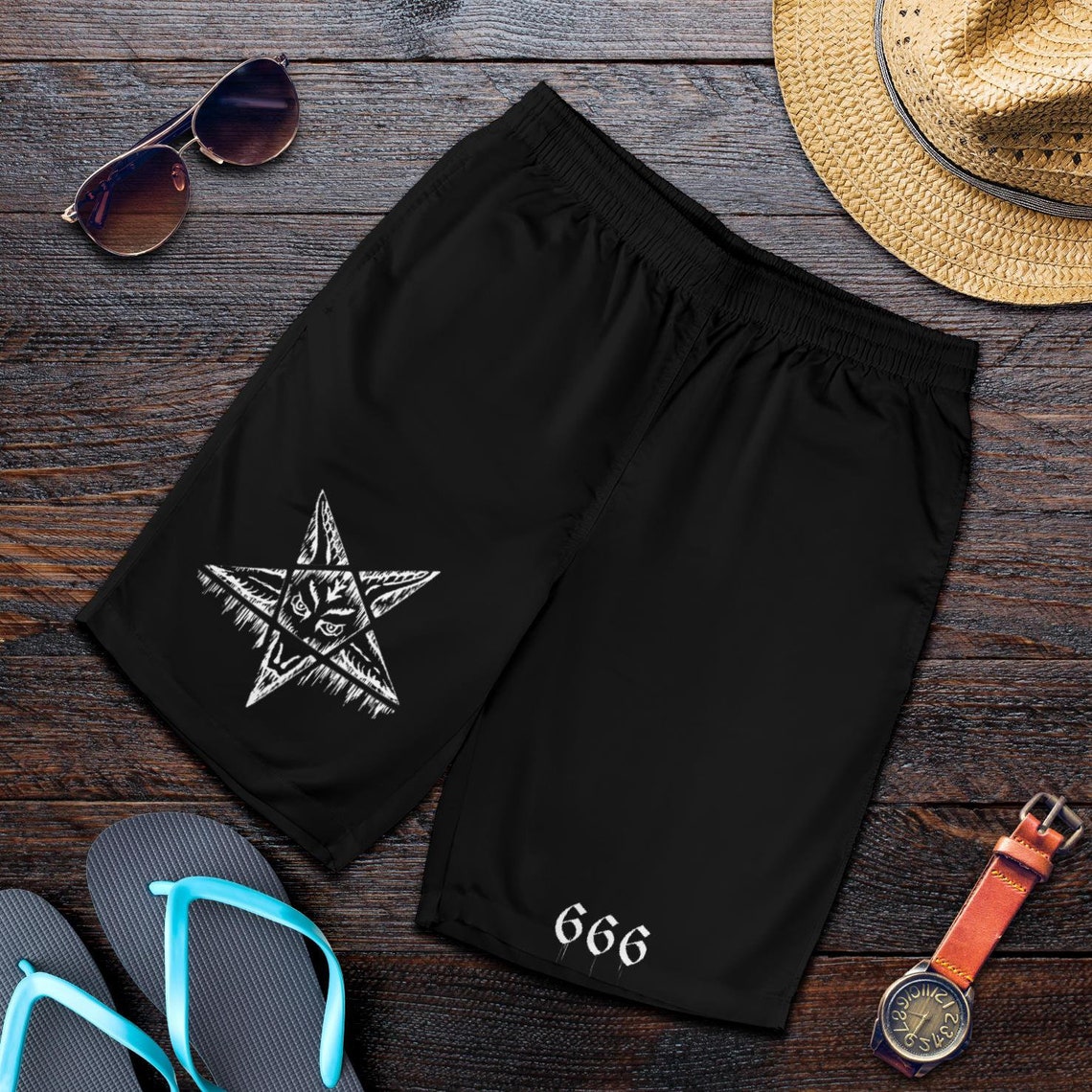 Satanic Pentagram Drip 666 Men's Shorts-satanic Clothing | Etsy