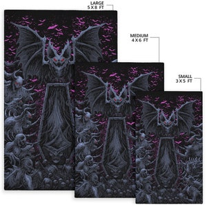 Coffin Shroud Demon Galore Bat Wing Area Rug Night Blue Pink-goth Bat ...