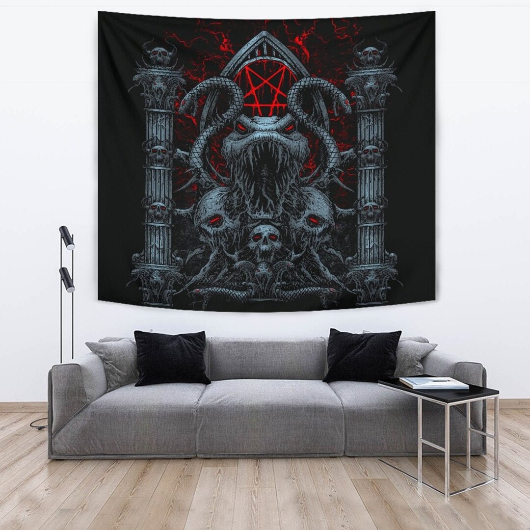 Skull Satanic Pentagram Serpent Gate Shrine Large Wall Decoration ...