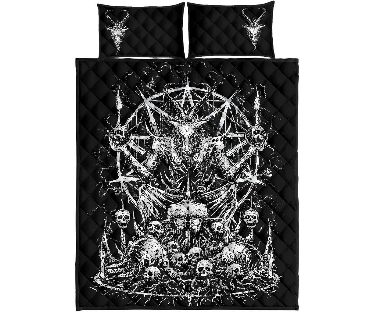Skull Satanic Goat Impaled Eternal Torment Skull Candle Trophy Quilt ...