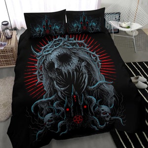 Skull Demon Zombie Savior Satanic Church 3 Piece Duvet Set Color ...