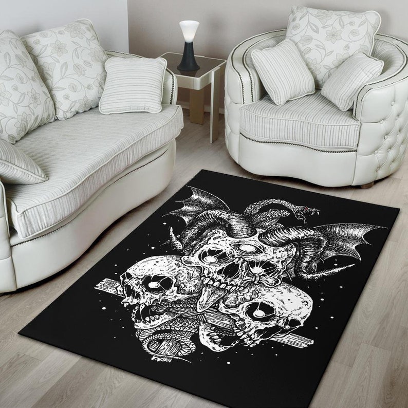 Skull Demon Serpent Cross Area Rug-skull Rug-gothic Skull Rug - Etsy