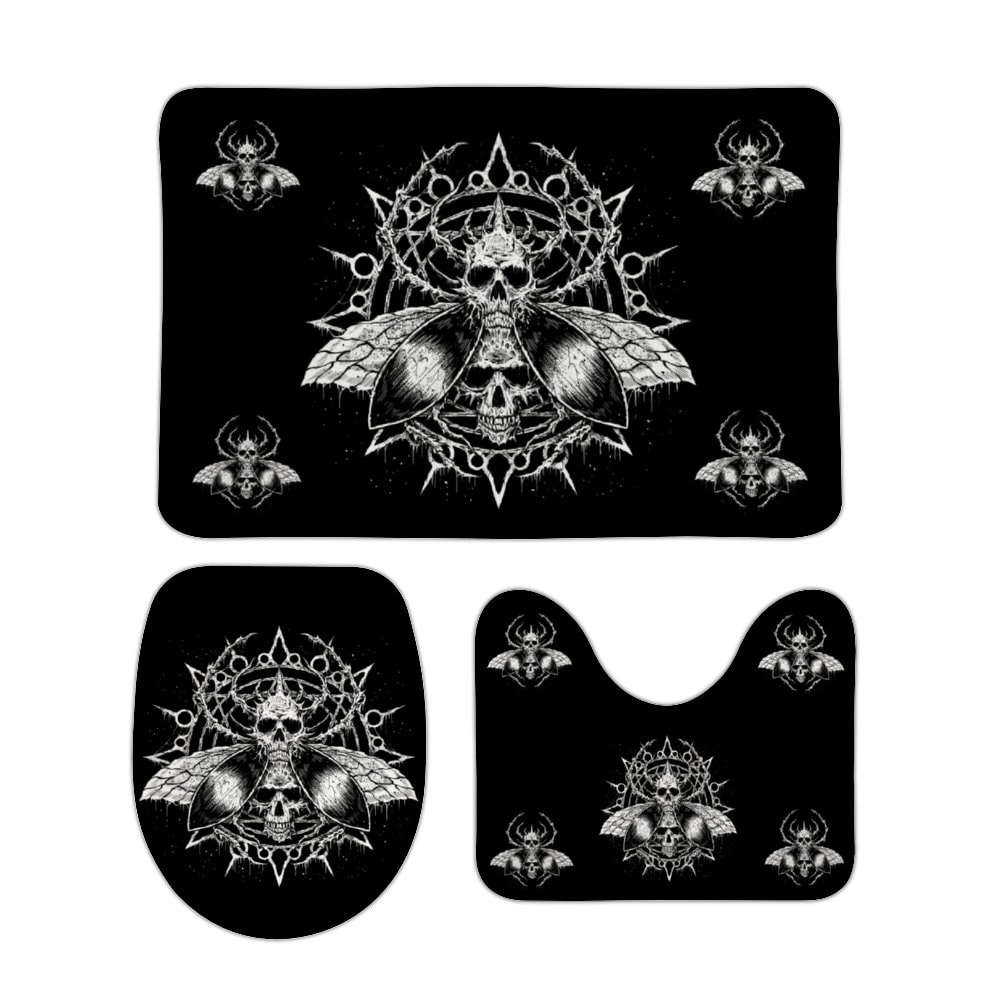 Skull Goth Fly Part 2 Coral Velvet 3 Piece Bath Set-skull Goth Bathroom ...