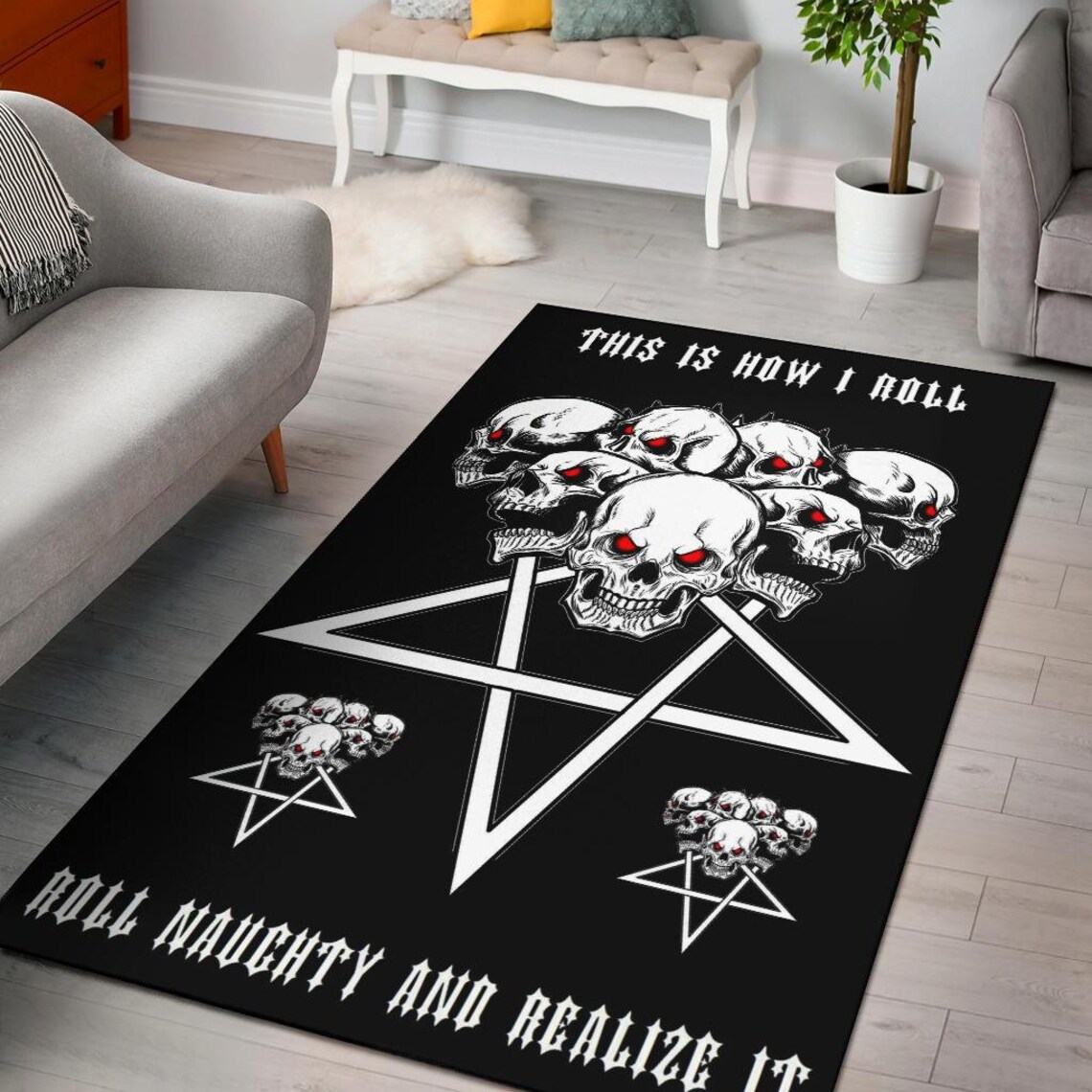 Satanic Skull Inverted Pentagram Area Rug-satanic Gothic Inverted ...