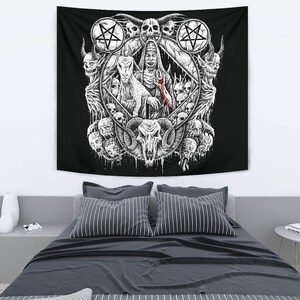 Skull Satanic Pentagram Demon Virgin Nun Goat Large Wall Decoration ...