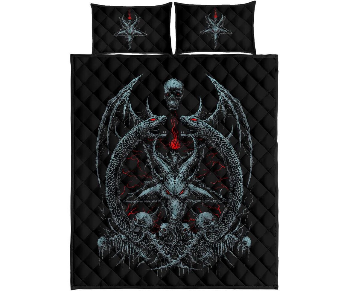 Skull Demon Satanic Goat Satanic Pentagram Serpent Quilt 3 | Etsy