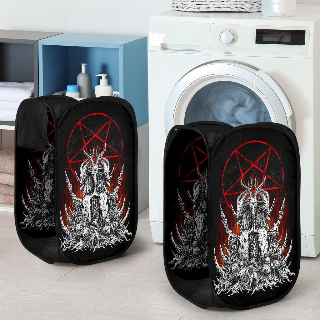 Skull Satanic Goat Pentagram Flame Laundry Hamper-baphomet - Etsy