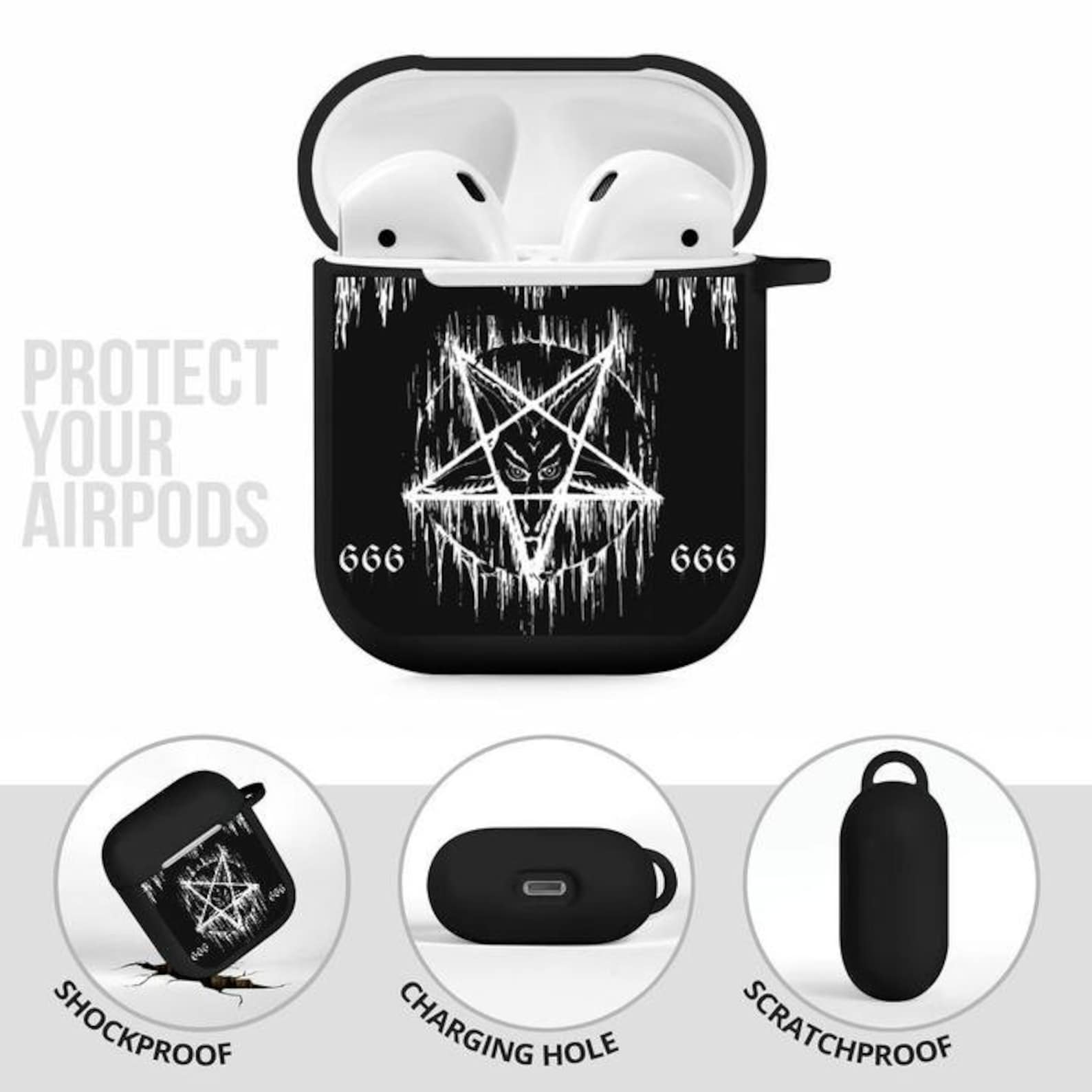 Satanic Pentagram Drip AirPod Case Cover 2 Sizes-baphomet AirPod Case ...