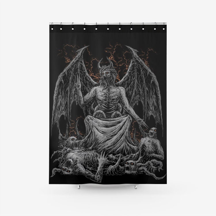 Skull Skeleton Satanic Demon God Textured Fabric Shower Curtain Dark ...