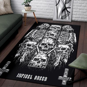 Satanic Skull Inverted Cross Area Rug-inverted Cross Skull Rug-satanic ...