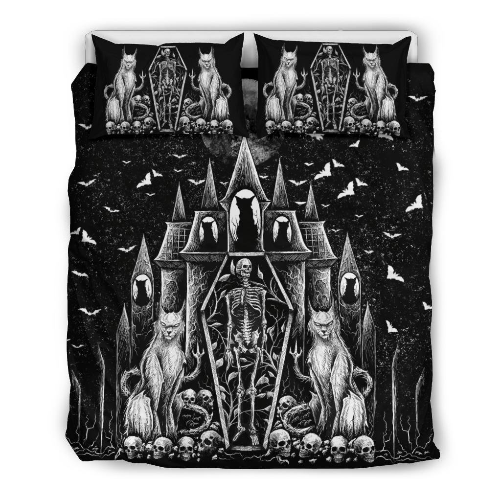 Skull Gothic Cat Skeleton Coffin Gothic Wicked Bat Night House - Etsy