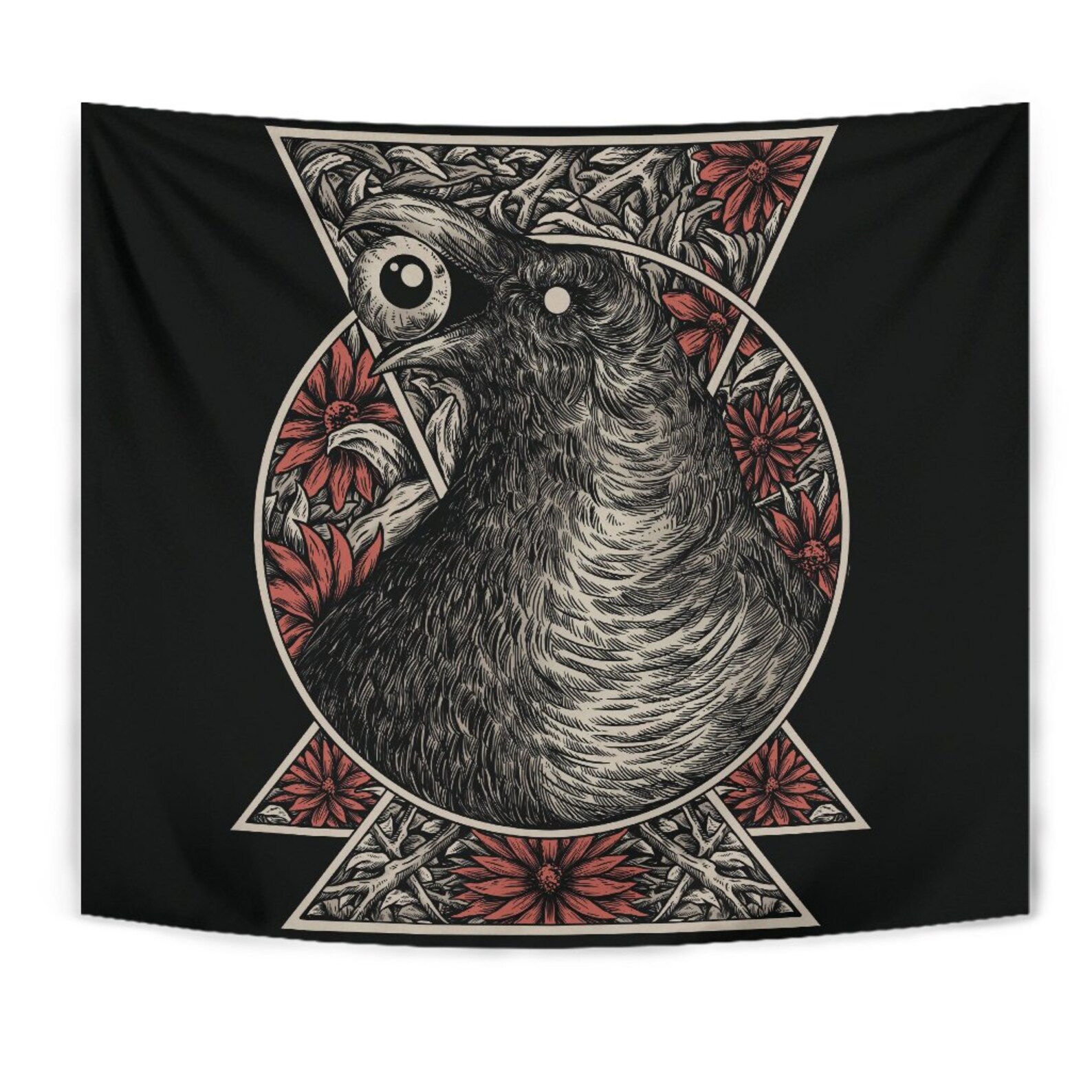 Gothic Occult Black Crow Eye Large Wall Tapestry Color Version-gothic ...