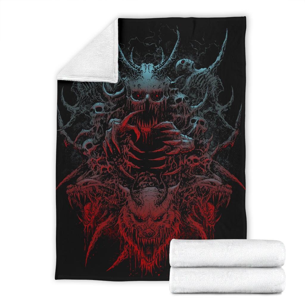 Skull Demon Wolf Blanket Color Version-skull Werewolf - Etsy