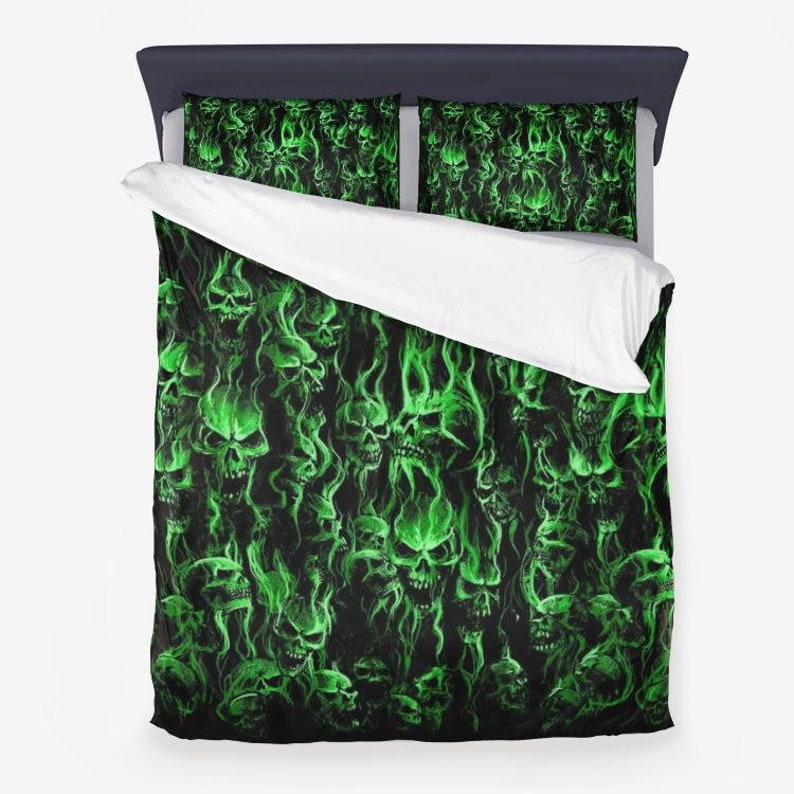 Skull Room Decor-heavy Metal Room Decor-exotic Green Smoke Skull 3 ...
