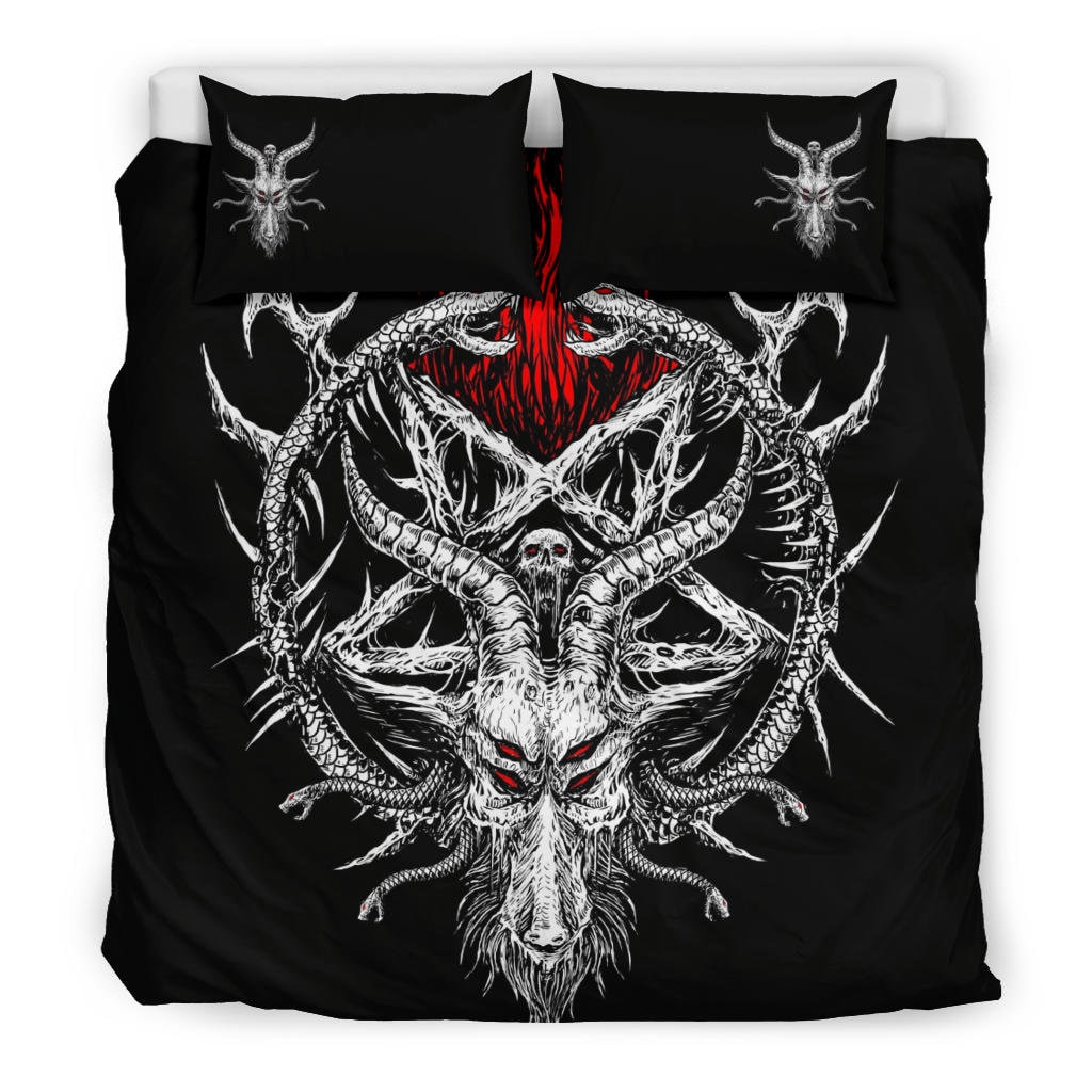 Skull Satanic Inverted Pentagram Serpent 3 Piece Duvet Set | Etsy