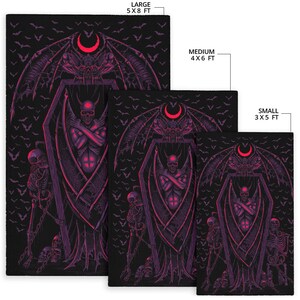 Skull Skeleton Chain Wicked Bat Shroud Area Rug Awesome Glowing Purple ...
