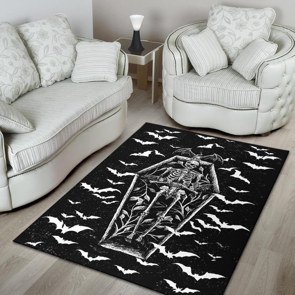 Bat Skull Skeleton Coffin Shrine Area Rug-coffin Rug-skull Rug-gothic ...