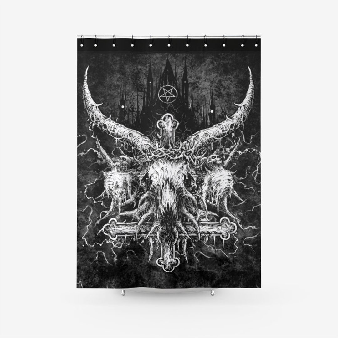 Skull Skeleton Demon Crowned Satanic Goat Satanic Cross With Satanic ...