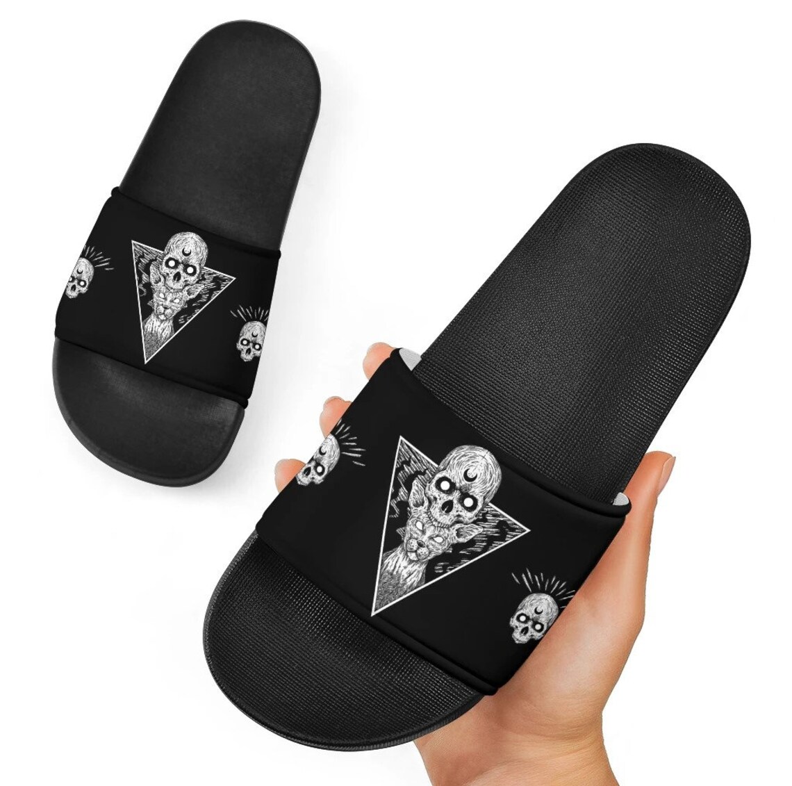 Skull Gothic Occult Cat Slippers Black and White - Etsy