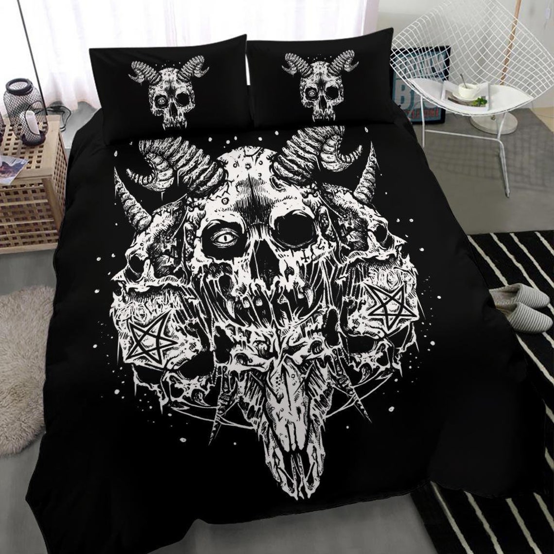 Skull Demon Horn Inverted Cross Inverted Pentagram Goat Skull - Etsy