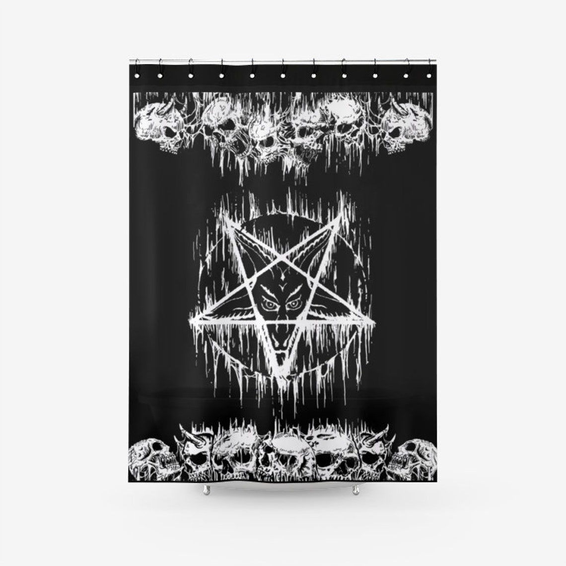 Skull Satanic Pentagram Textured Fabric Shower Curtain-Satanic | Etsy