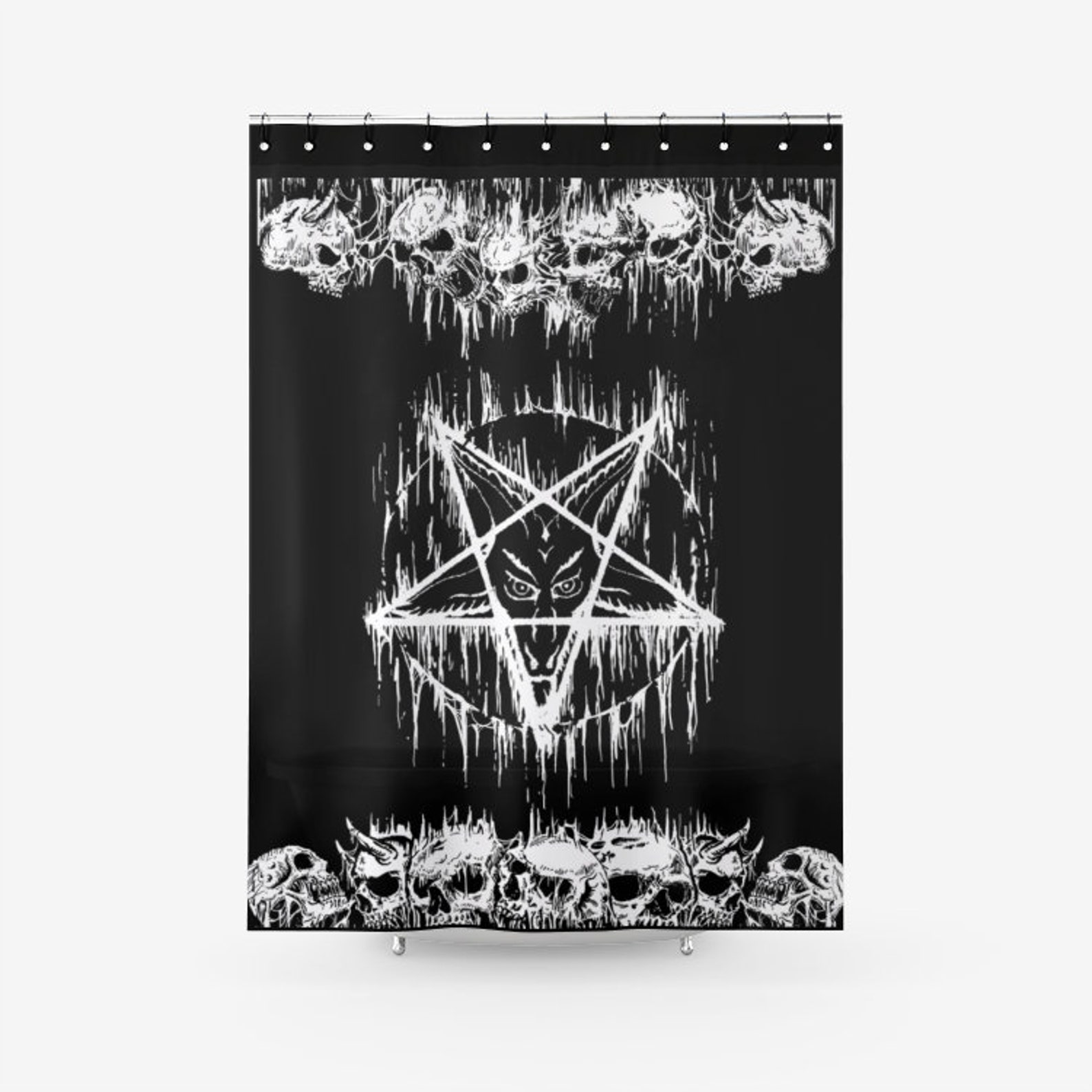 Skull Satanic Pentagram Textured Fabric Shower Curtain-satanic - Etsy