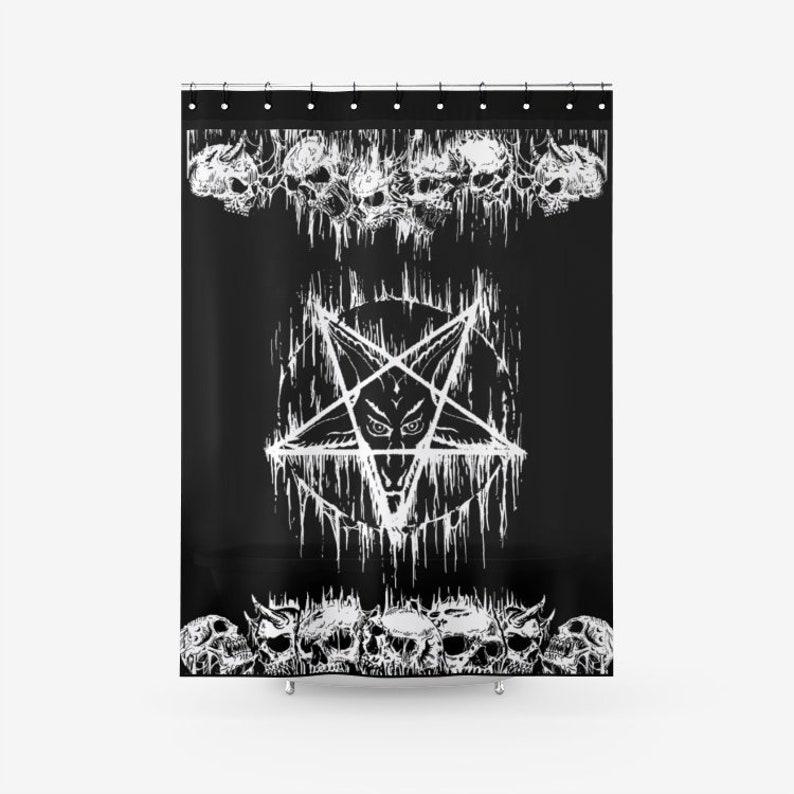 Skull Satanic Pentagram Textured Fabric Shower Curtain-satanic - Etsy