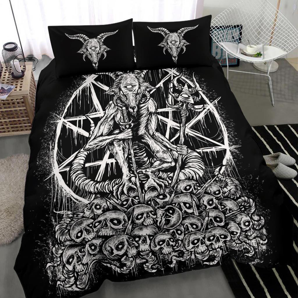 Satanic Cyclops Goat Skull 3 Piece Duvet Set-satanic Goat Bed Cover ...