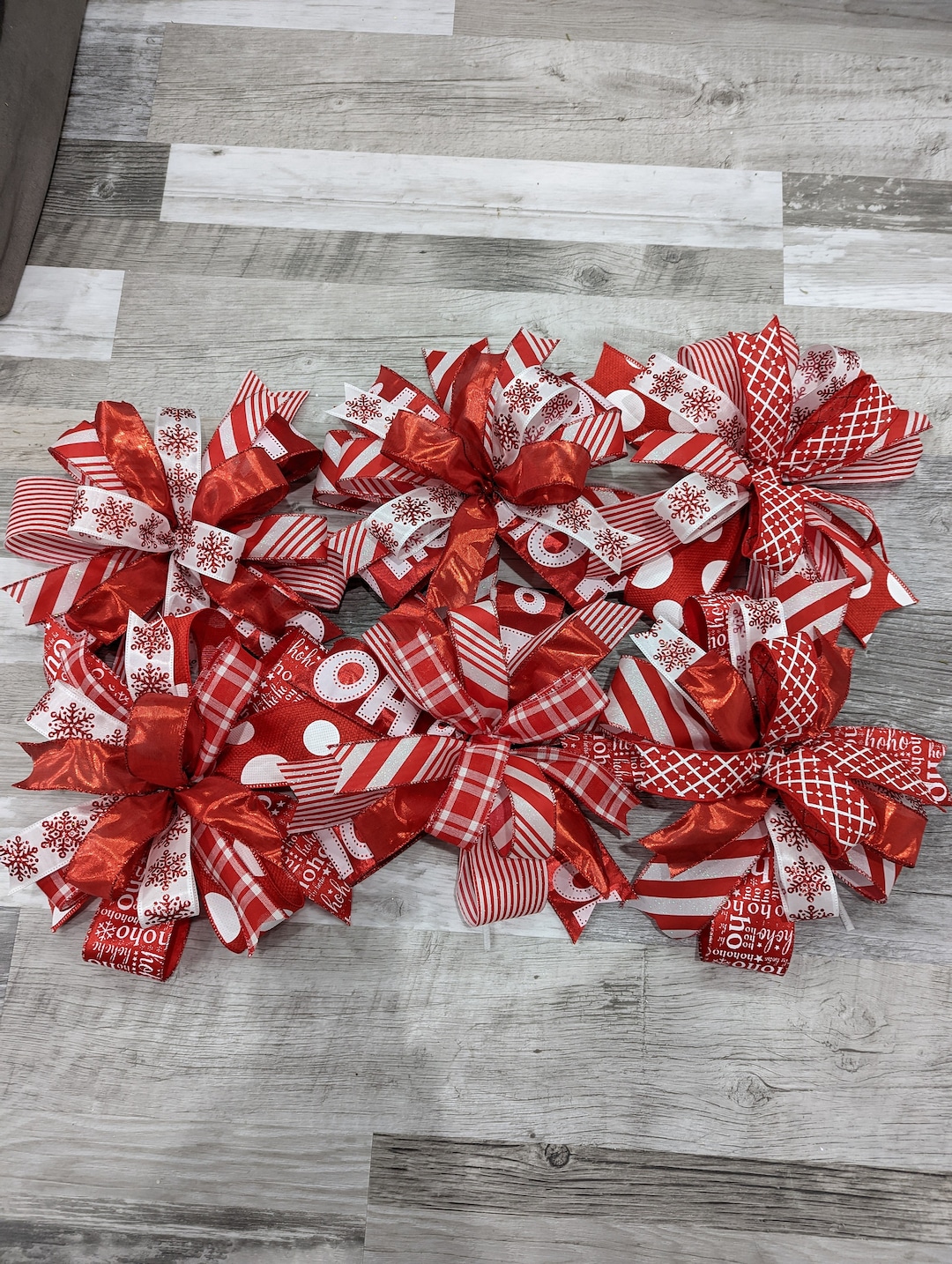 Christmas Bow Bundle, Terri Bows, Red and White, Lantern Bow, Staircase ...