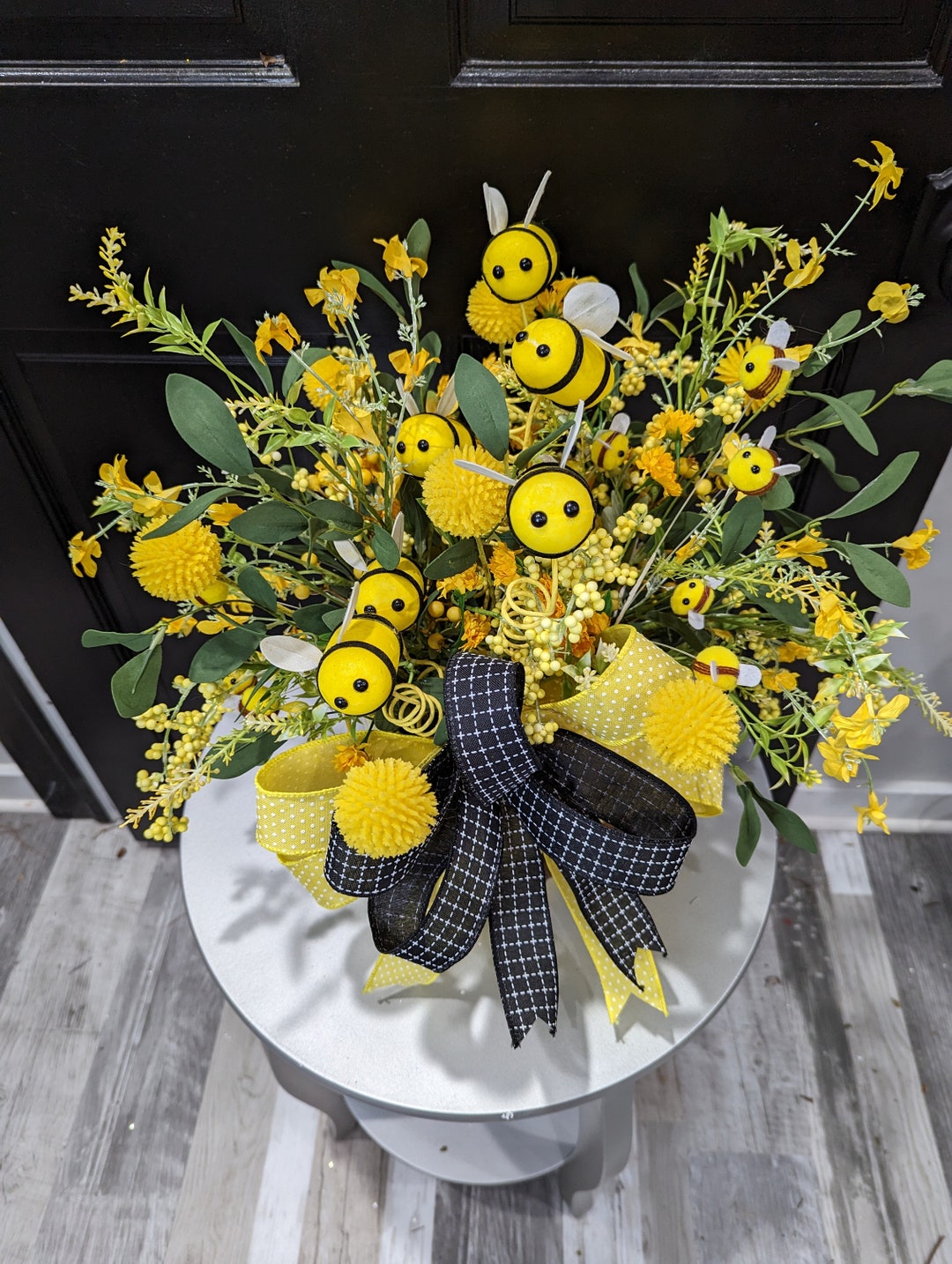 Bumblebee Decor, Front Porch Decorations, Spring Bee Bucket, Bright ...