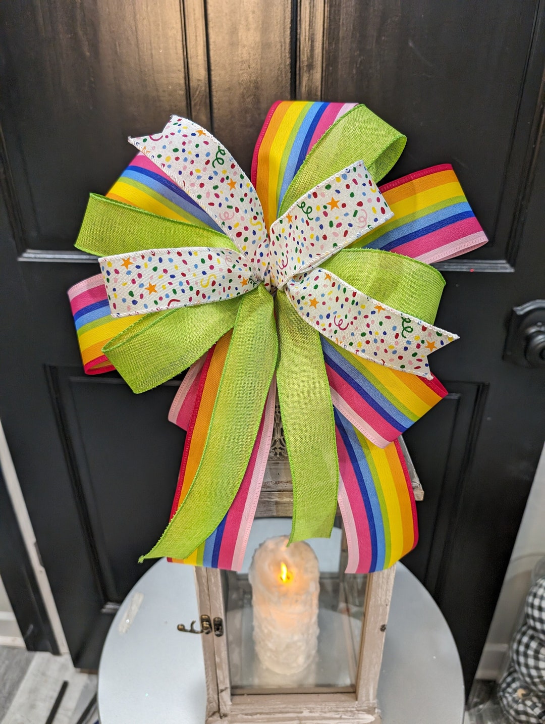 Rainbow Ribbon Bow: Spring, Summer, Party Decor - Etsy