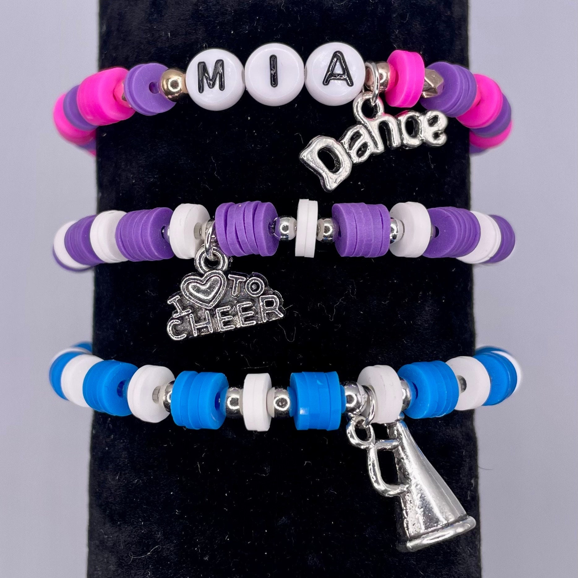 Cheerleader Bracelet | Personalized Cheerleading Bead Bracelet | Cheer ...