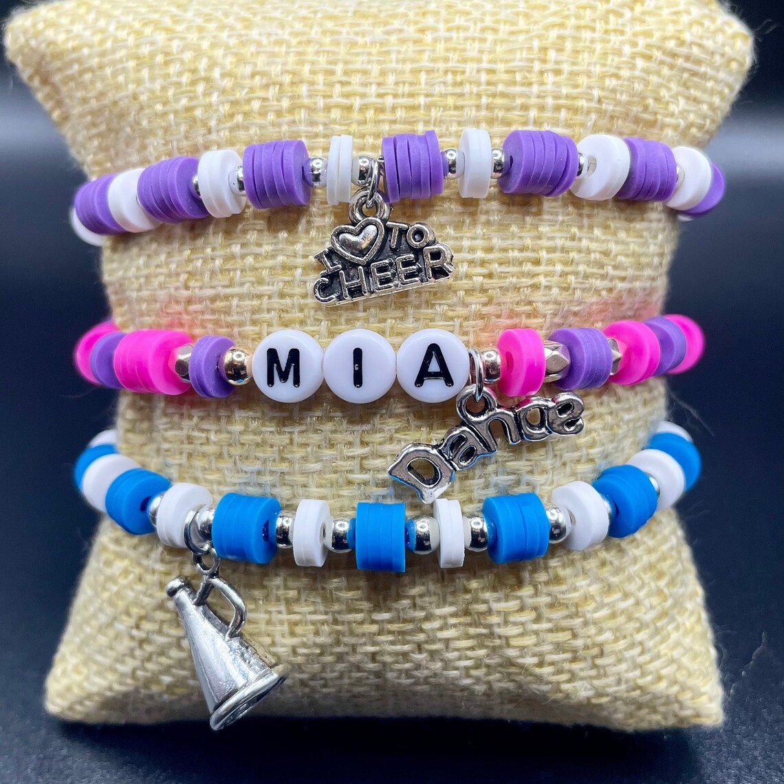 Cheerleader Bracelet | Personalized Cheerleading Bead Bracelet | Cheer ...