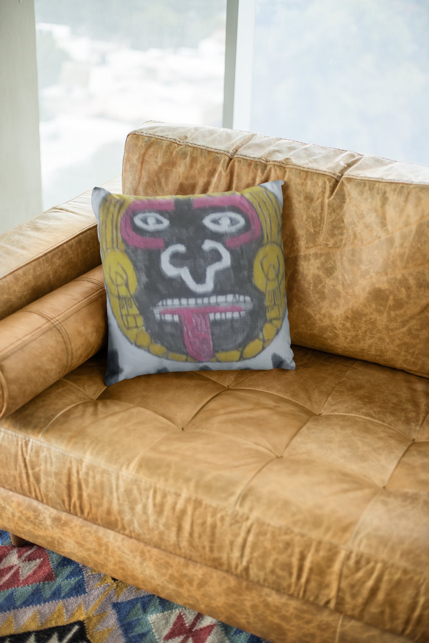 Aztec Eclipse Spun Poliéster Almohada Cuadrada - Etsy España