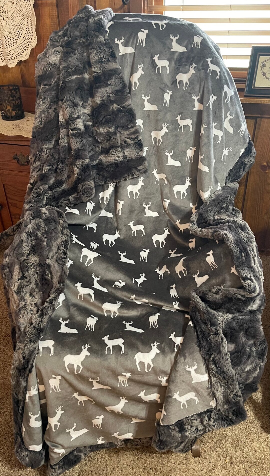 Deer to Me Print Minky Cuddle Paired With Minky Luxe Wild Rabbit Nine ...