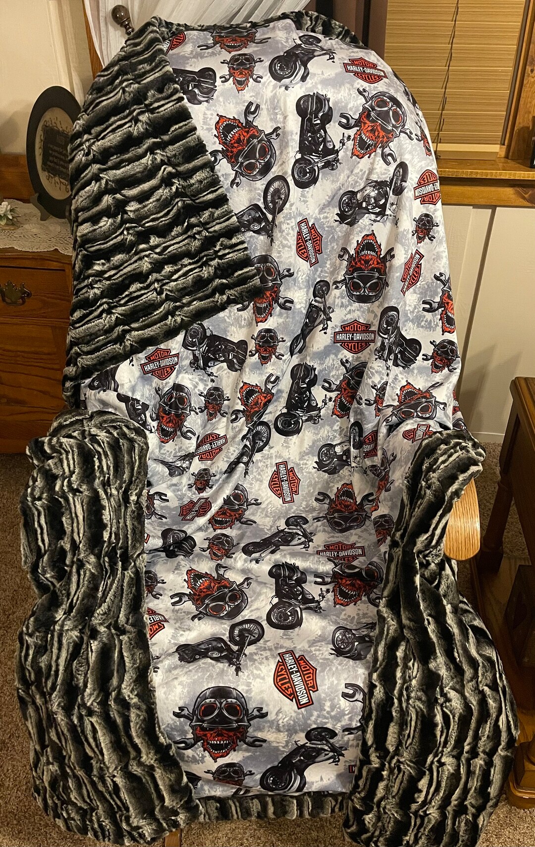 Motorcycles Minky Cuddle Paired With Minky Luxe - Etsy