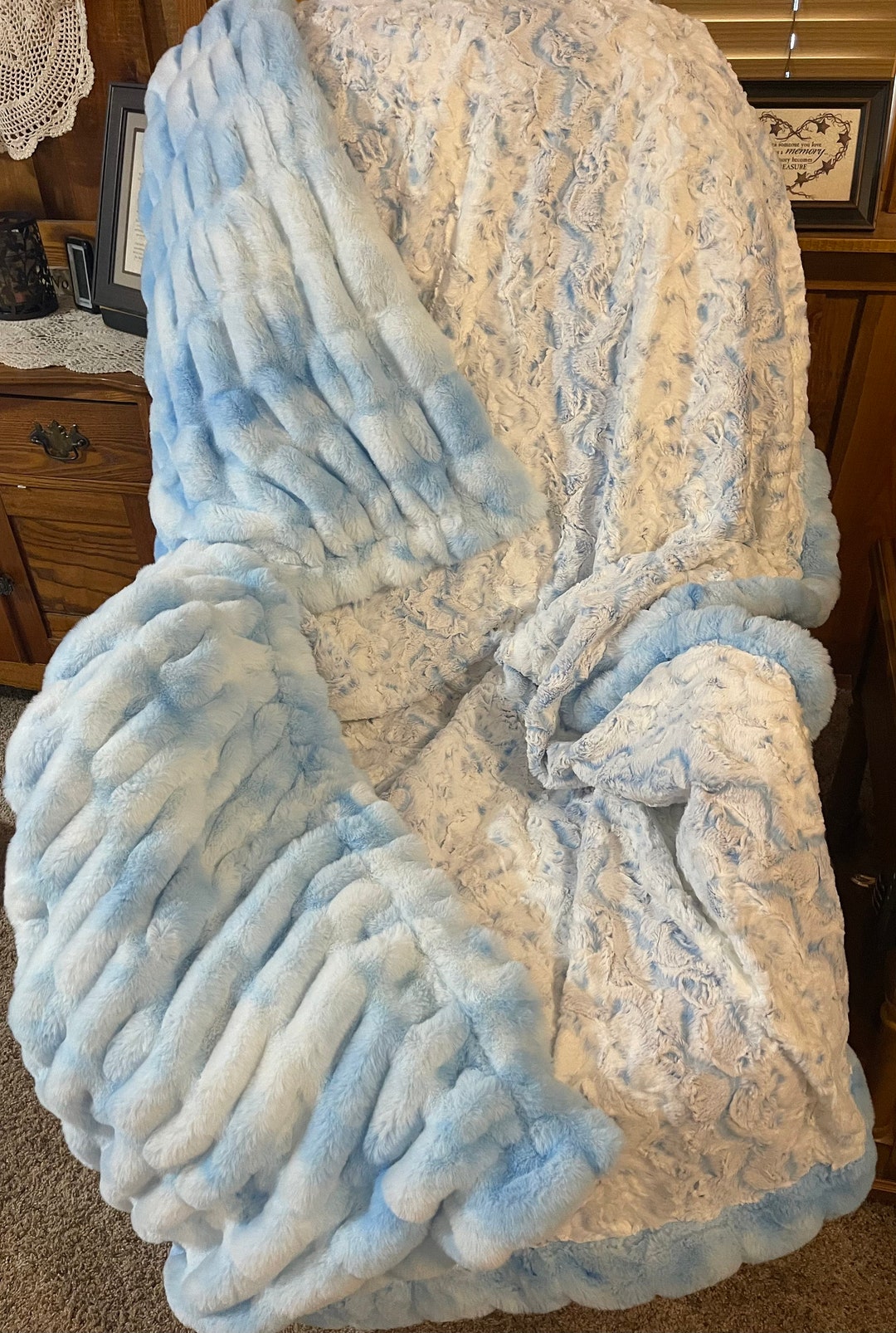 Shar Pei Tie Dye Sky Blue Paired With Minky Luxe Snowy Owl Sky - Etsy