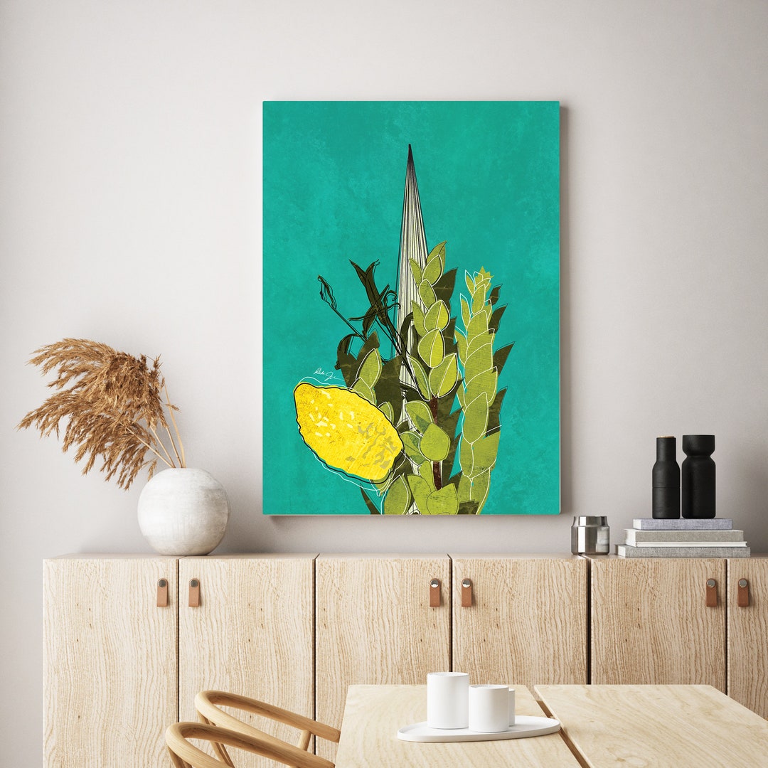 Sukkot Jewish Home Decor, the Four Species, Large Canvas Gallery Wrap ...