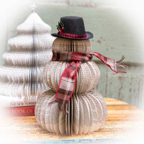 Book Snowman shown With Christmas Tree - Etsy