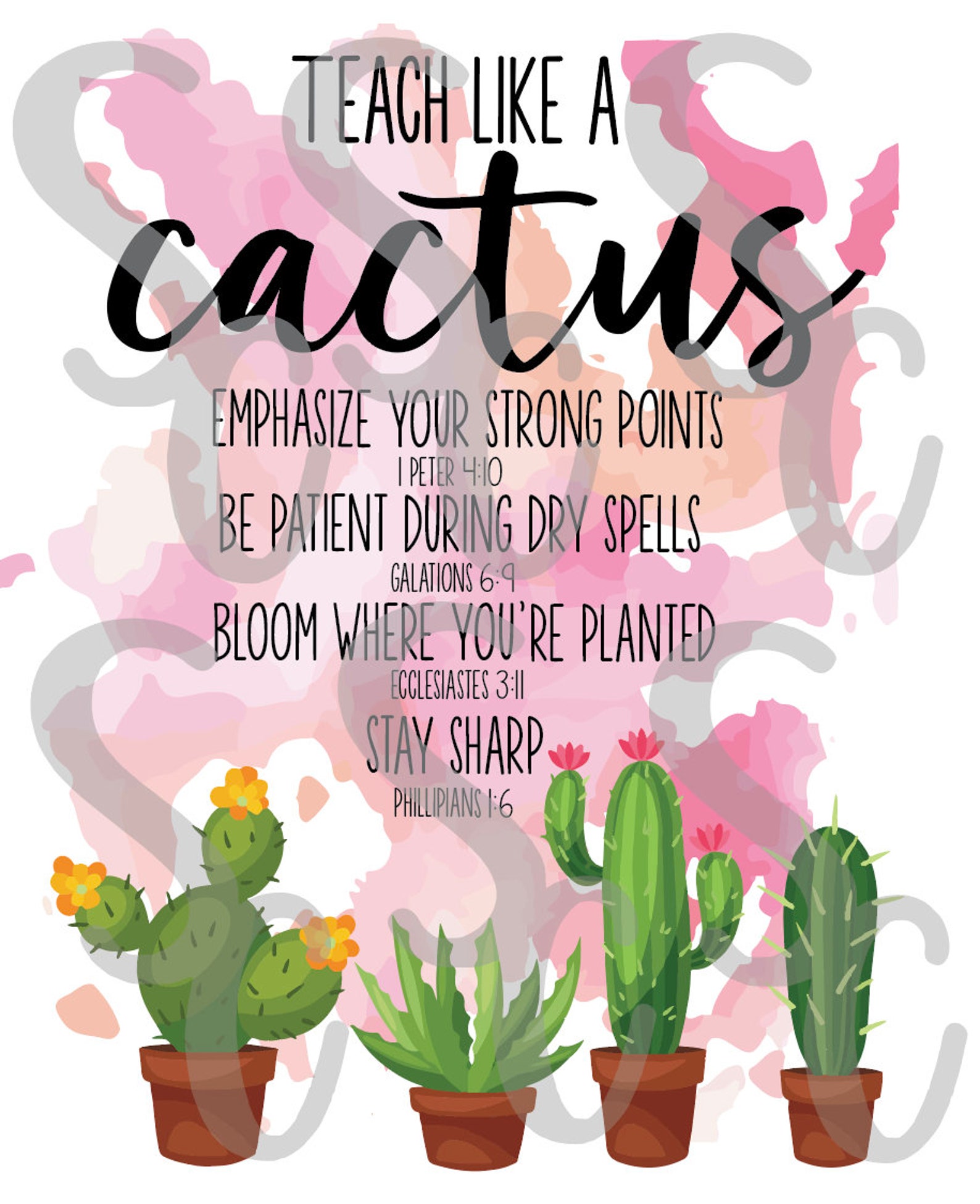 Teach Like a Cactus PDF Design File Download - Etsy