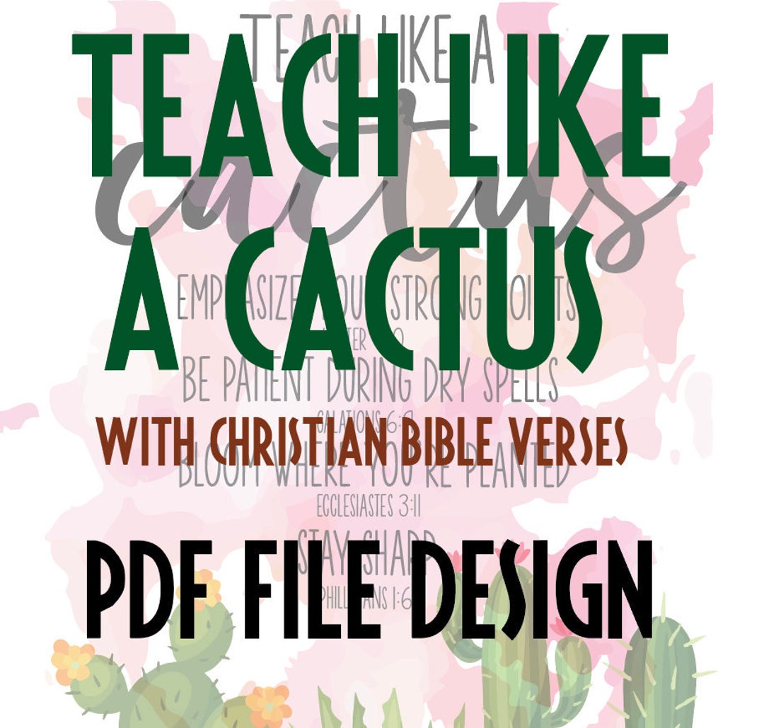 Teach Like a Cactus PDF Design File Download - Etsy