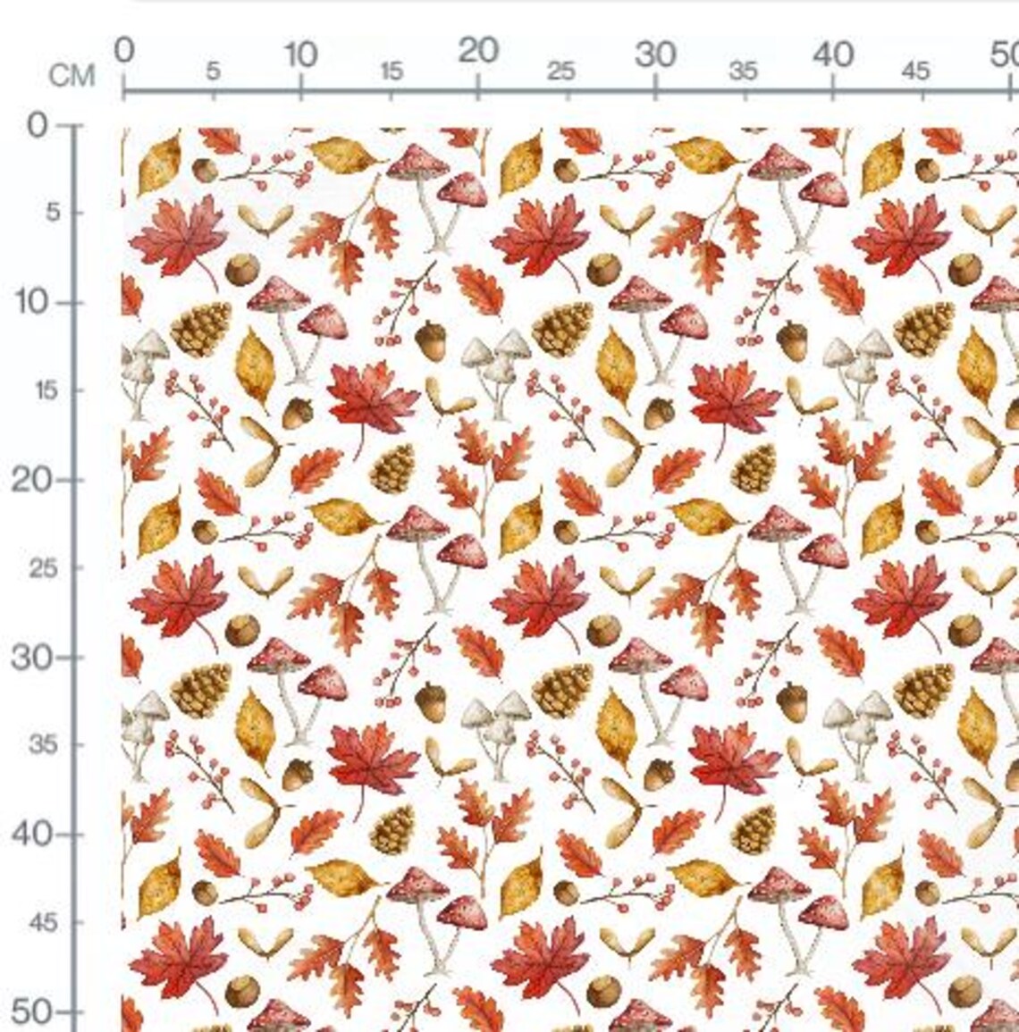 100% Cotton Cotton Fabric Woven Autumn Leaves Floral Mushrooms ...